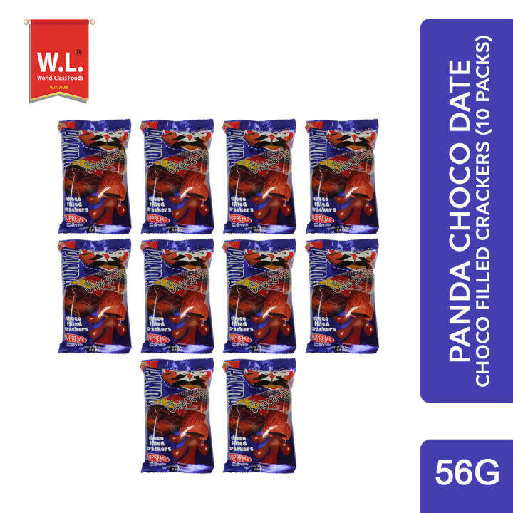 WL FOODS Panda Choco Date Choco Filled Crackers 56g x 10's | Lazada PH