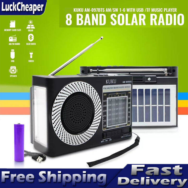 Radio fm/am Portable Solar AM/FM/SW Rechargeable Bluetooth Radio with ...