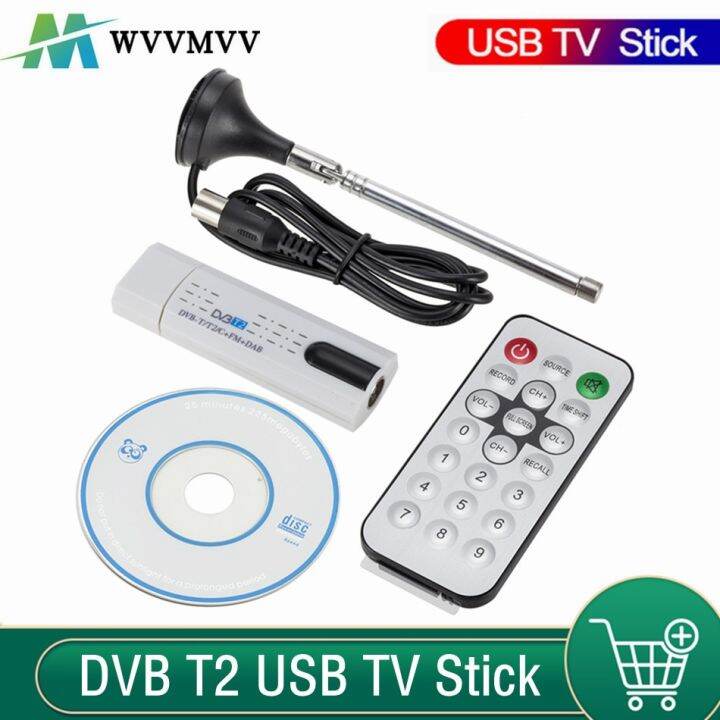 Wvvmvv Digital Satellite DVB T2 USB TV Stick Tuner With Antenna Remote ...