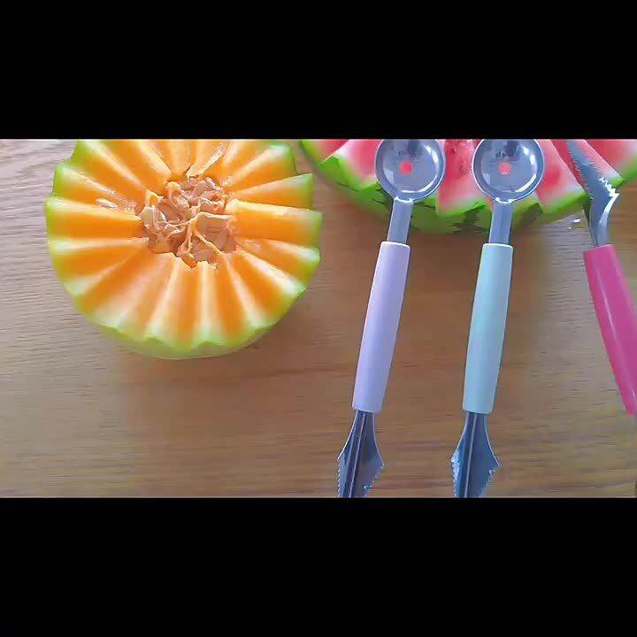 2 In 1 Dual-Head แกะสลักมีดผลไม้ Scoops Ballers สแตนเลสแตงโมช้อนไอศกรีม ...