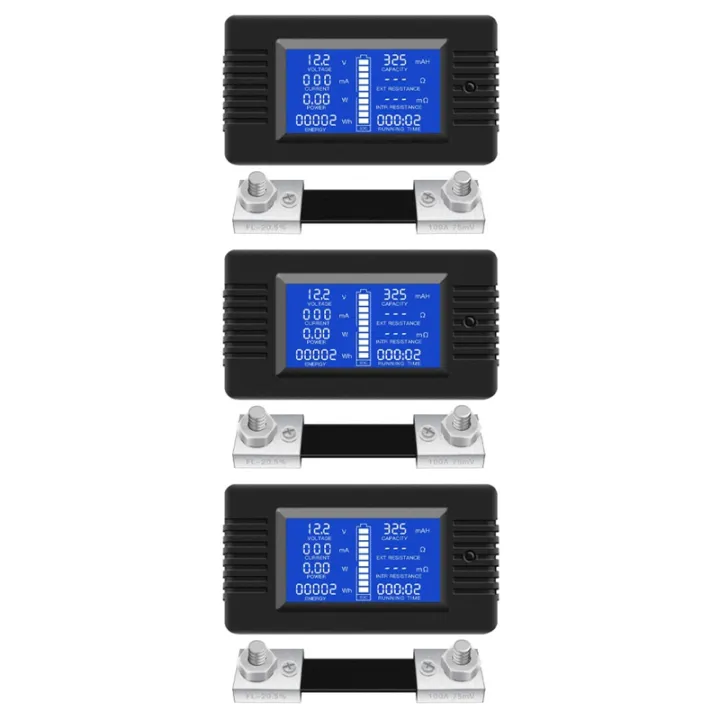 3X DC Multifunction Battery Monitor Meter LCD Display Digital Current ...