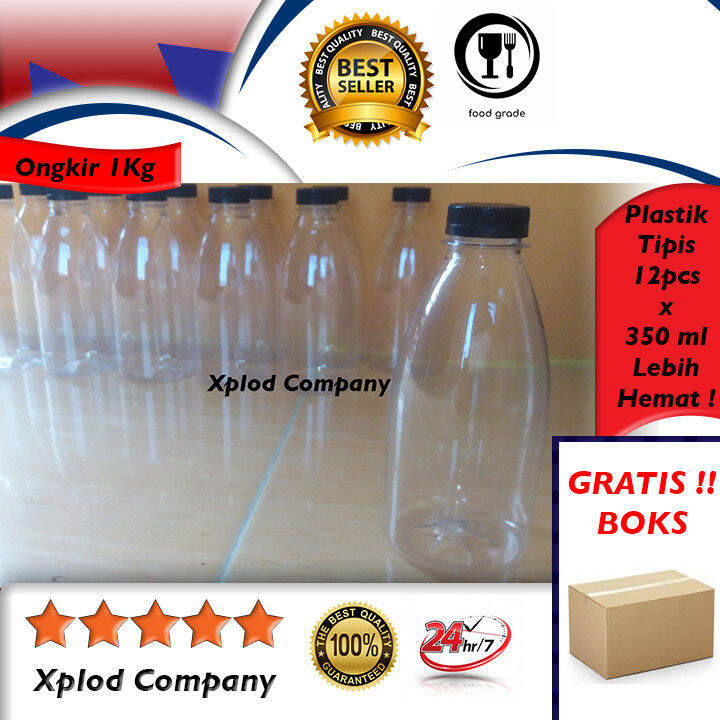 (12pcs) Botol Plastik Kemasan Minuman Unik Botol Kemasan 350 ml Model ...