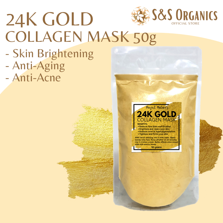 S&S 24K Gold Collagen Mask 50grams Brightening Whitening Anti-Acne Anti ...