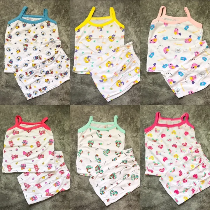 6 pairs Baby Elsie’s Pambahay spaghetti shorts girl terno cartoon ...