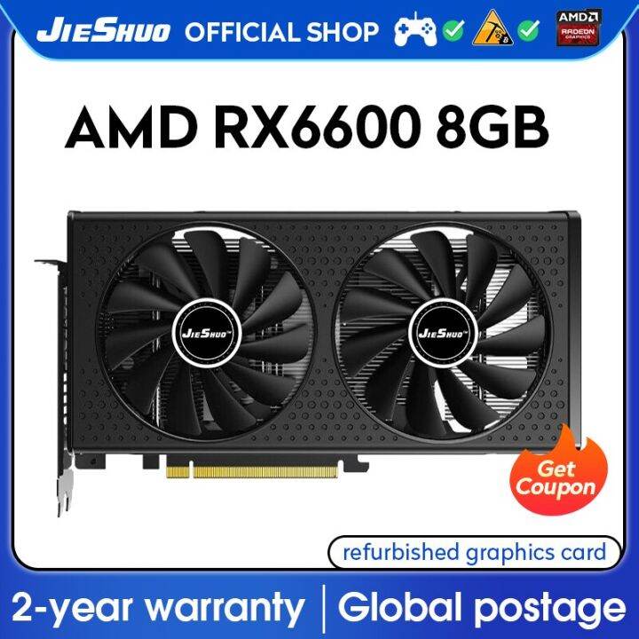 JIESHUO การ์ดจอเกม RX 6600 8G 128bit GDDR6เอเอ็มดี Rx6600 8Gb รองรับ ...