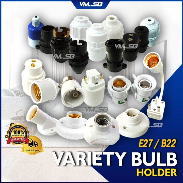 Lamp Base Bulb Holder Wedge Holder Batten Holder PLC to E27 B22 to E27 Converter Pemegang Tapak ...