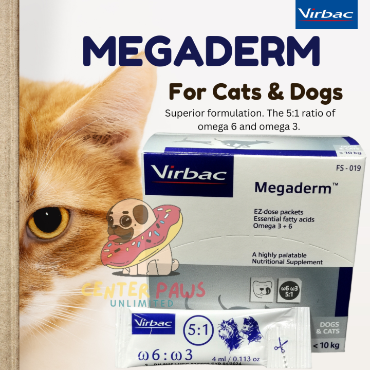 Virbac MEGADERM 4ml (BOX of 28 SACHETS) for Dogs and Cats below 10kg ...
