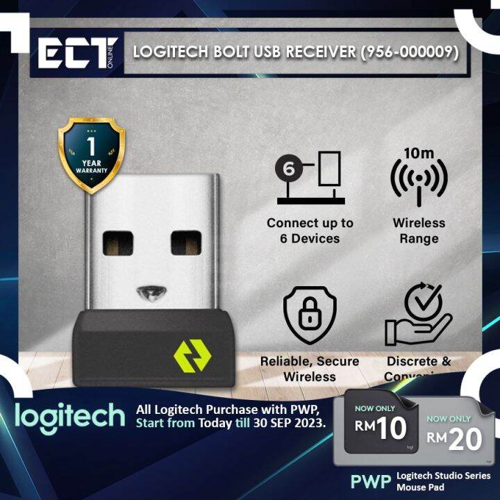 Logitech Bolt USB Receiver Connect up to 6 Logi Bolt Wireless Keyboard and Mouse (956-000009 ...