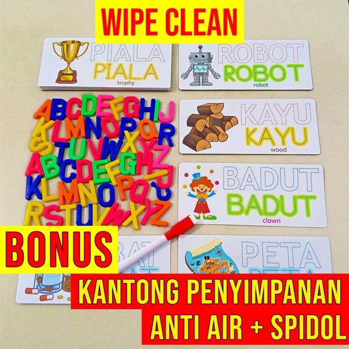 Wipe Clean Flashcard Abjad Alphabet Mencocokan Huruf | Lazada Indonesia