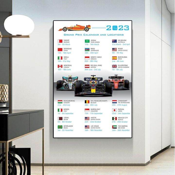 2023 F1 Calendar Posters Formula 1 Locations Racer Verstappens Charles ...