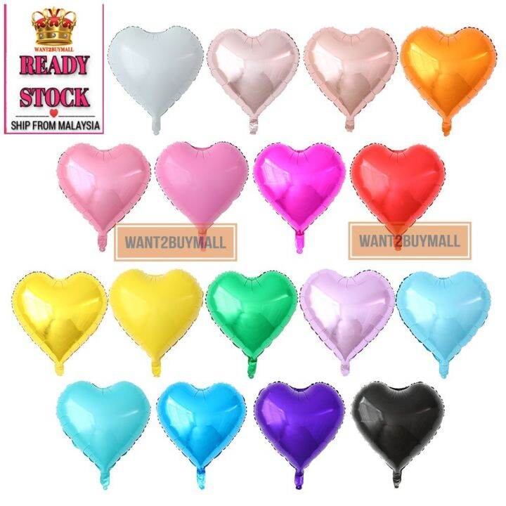 🇲🇾 3 Size 5/10/18 Inch Love Heart Shape Shining Colour Birtyday Party Graduation Anniversary ...