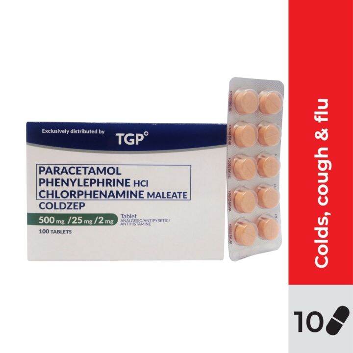 COLDZEP Paracetamol PPA Chlorphenamine 500/25/2 10 tablets/pack gamot ...
