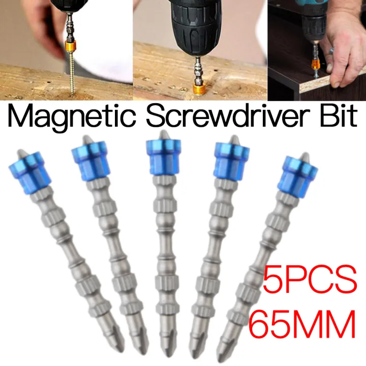 5Pcs Single Head Magnetic Screwdriver Bit Anti-Slip Hex S2 PH2 Electric ...