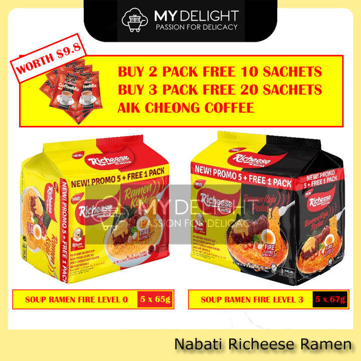 NABATI Richeese Instant Noodle Ramen Soup Spicy Level 0 - 3 Mamee Ghost ...