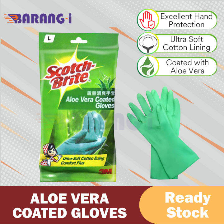 3M Scotch Brite Aloe Vera Hand Glove for House Work Dish Wash Cleaning ...