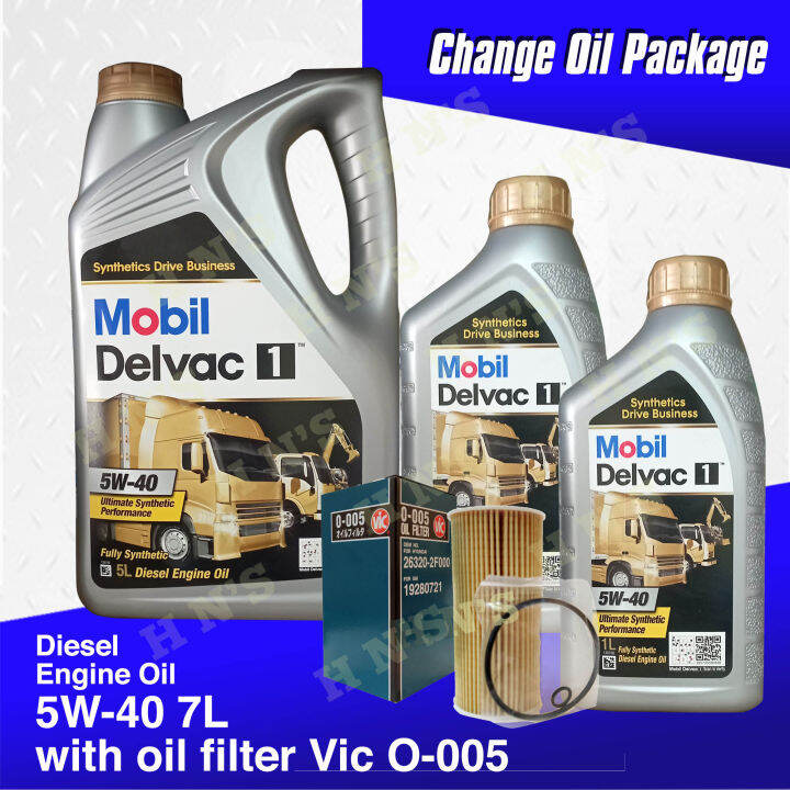 Mobil Delvac 1 5W-40 Fully Synthetic Diesel Engine Oil Change Bundle ...