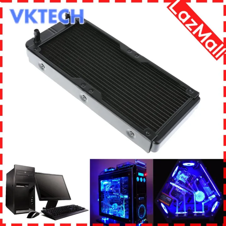 1Pc 240mm 18 Tubes Aluminum Computer Water Cooling Radiator Heat Sink ...