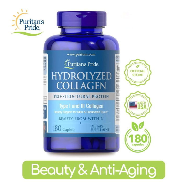 Puritan's Pride Hydrolyzed Collagen 1000 mg 180 caplets | Lazada PH