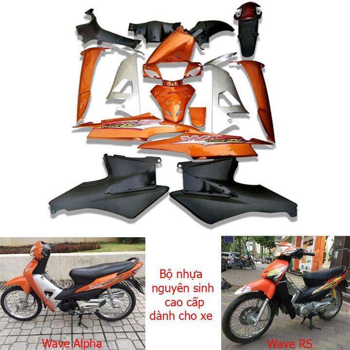 [TẶNG TEM] Dàn áo nhựa xe Wave Alpha , Wave RS , Wave S100 nhựa màu CAM ...