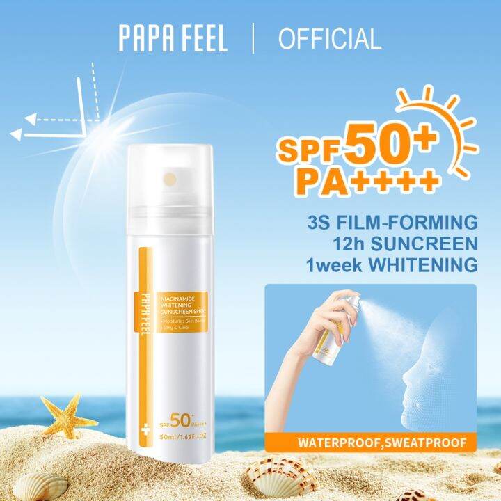 fcui90 PAPA FEEL NIACINAMIDE WHITENING SUNSCREEN SPRAY 50ml | Lazada PH