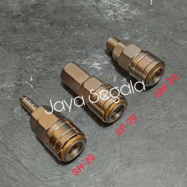 Quick coupler angin one hand touch 1/4 SF SH SM 20 Nepel kopler Tachi ...
