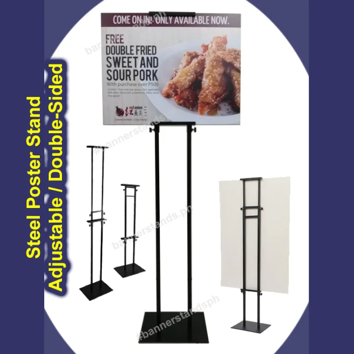 Steel Poster Stand Adjustable Double Sided Standee Menu Board Display ...