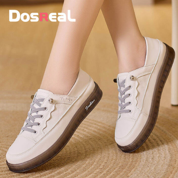 DOSREAL White Flats Shoes Women Sneakers On Sale Korean Leather Loafers ...