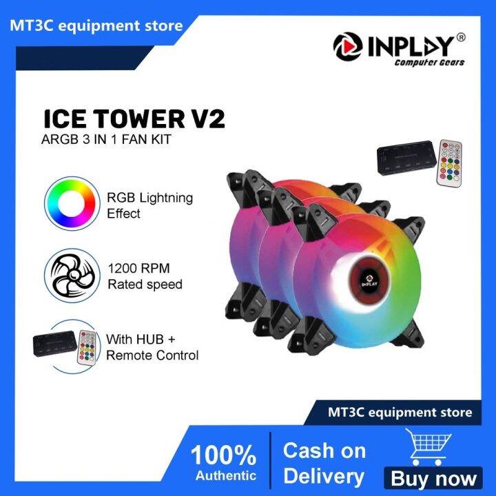 MT3C INPLAY 3 IN 1 ICE TOWER RGB FANS WITH REMOTE 12CM Cooling fan RGB ...