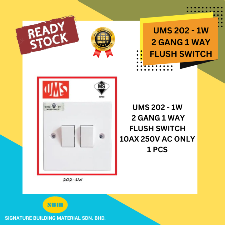 UMS 2 gang 1 way flush switch 202-1W SBM | Lazada