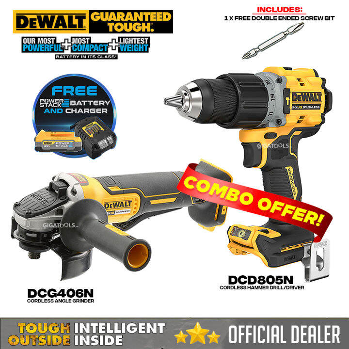 DeWalt DCD805N + DCG406N Combo Brushless Cordless Hammer Drill/Driver & Angle Grinder 20V MAX Li ...