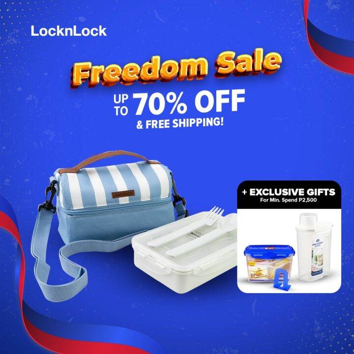 LocknLock New Thermal Insulated Lunch Bag Set with Strap for Work ...