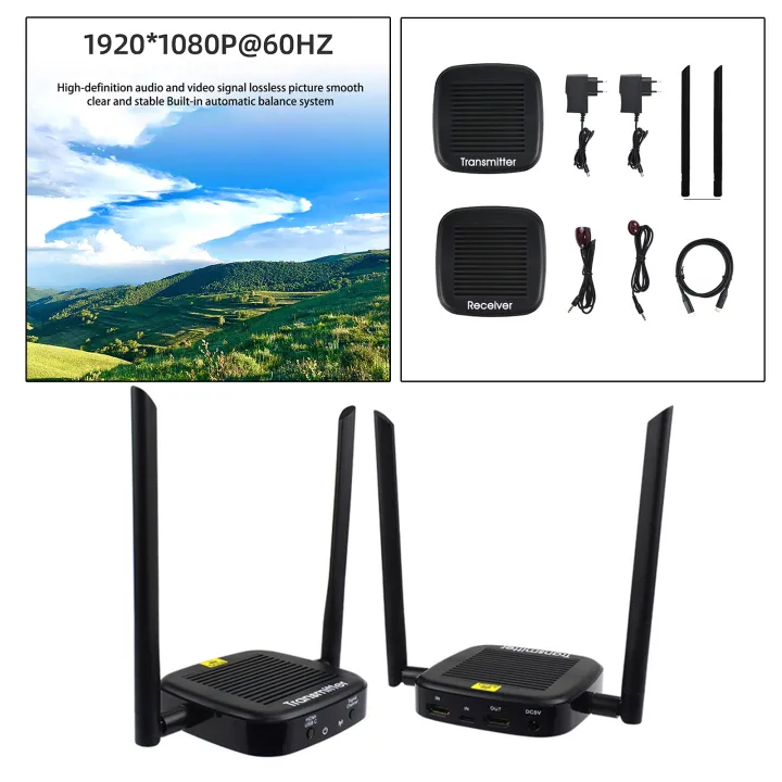 Wireless Audio Video Transmitter + Receiver Adapter HDMI Extender ...