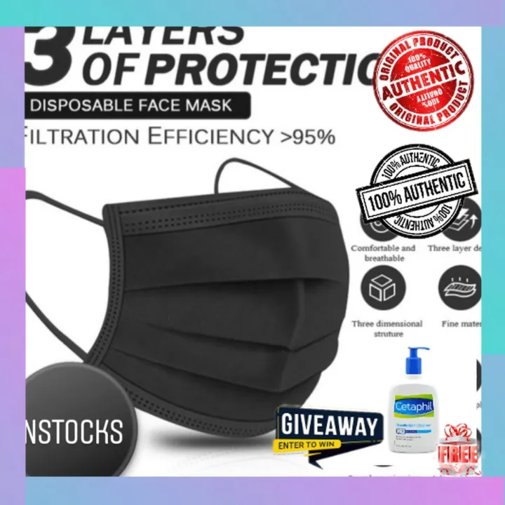 50 pcs Disposable black protective mask KZ50 | Lazada PH