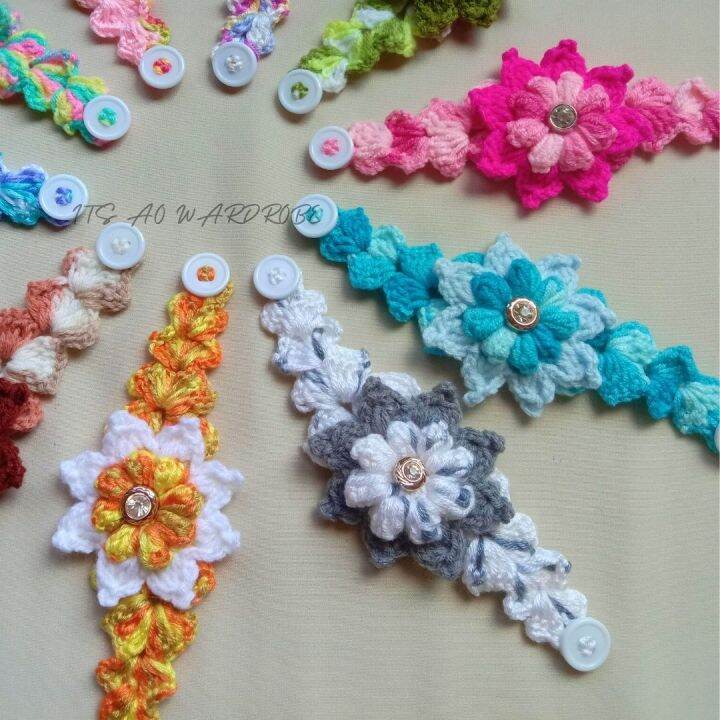 #1 Extender Mask Handmade Kait Corak Bunga Hiasan Kepala Tudung Shawl ...