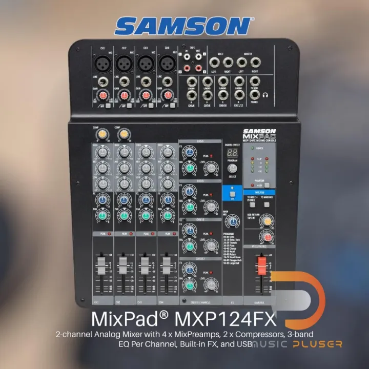 Samson MixPad® MXP124FX มิกเซอร์ขนาด12-channel Analog Mixerพร้อมชุดเอฟ ...