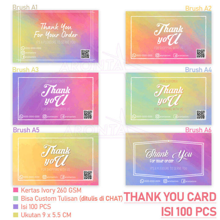 (COD) Greeting Card - Thank You Card - Kartu Ucapan Olshop - Kartu ...