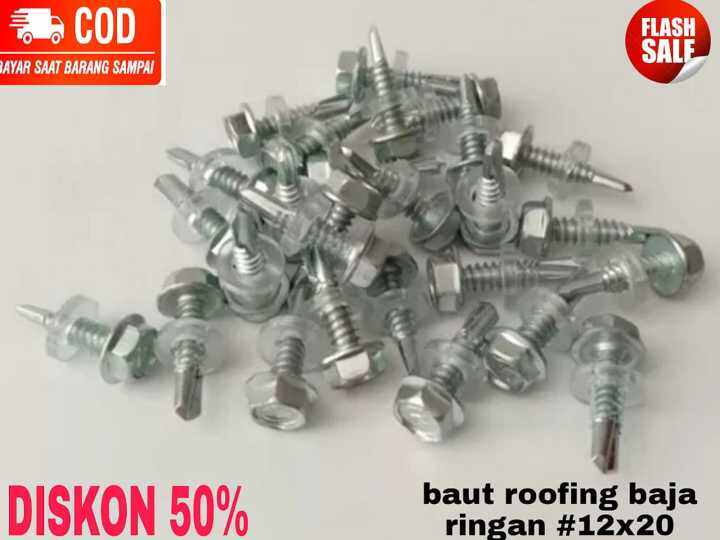 Baut Roofing 12x20 isi 100pcs baut Self Drilling Screw 100pcs Baut Baja ...