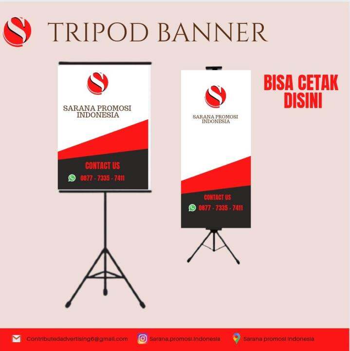 tripod banner plus cetak / stand banner / tiang banner / stand holder | Lazada Indonesia