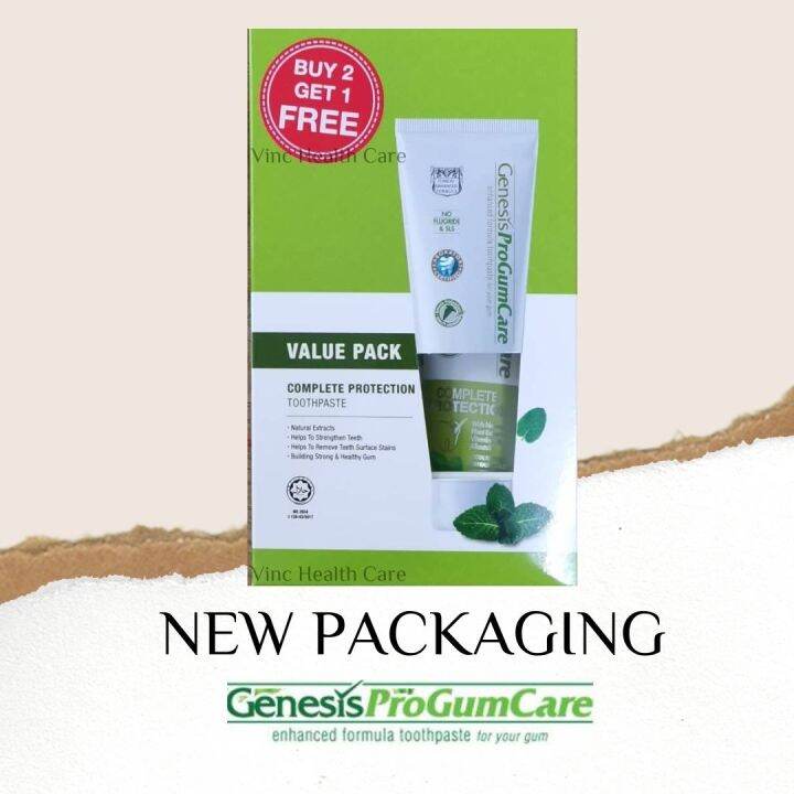 [BUY 2 FREE 1] Genesis Pro Gum Care Natural Toothpaste 120g x 3tubes ...