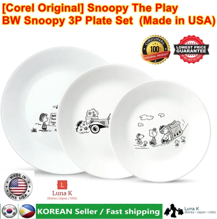 [Corel Original] Snoopy The Play BW Snoopy 3P Plate Set (Made in USA ...