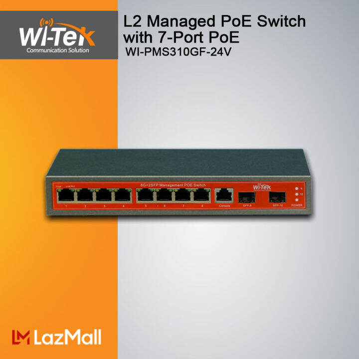 Wi-Tek WI-PMS310GF-24V 8GE+2SFP Ports 24V L2 Managed PoE Switch with 7-Port PoE | WI-PMS310GF ...