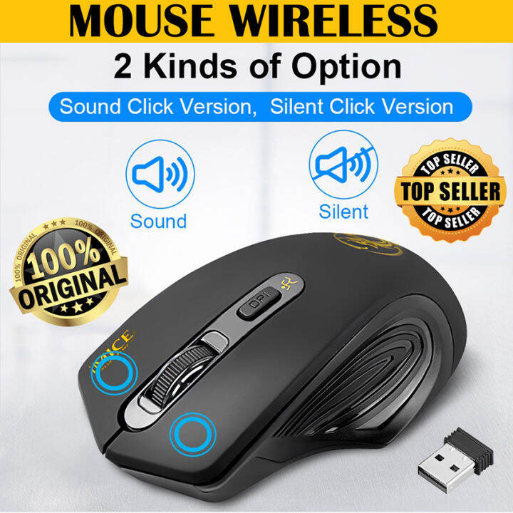 Mouse Wireless Gaming PC Laptop Silent & Sound Optikal USB 2000 DPI 2.4 ...
