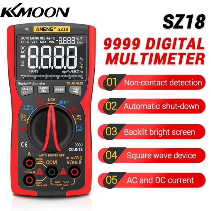 KKmoon ANENG SZ18 Digital Multimeter 9999 Counts T-RMS LCD Universal ...