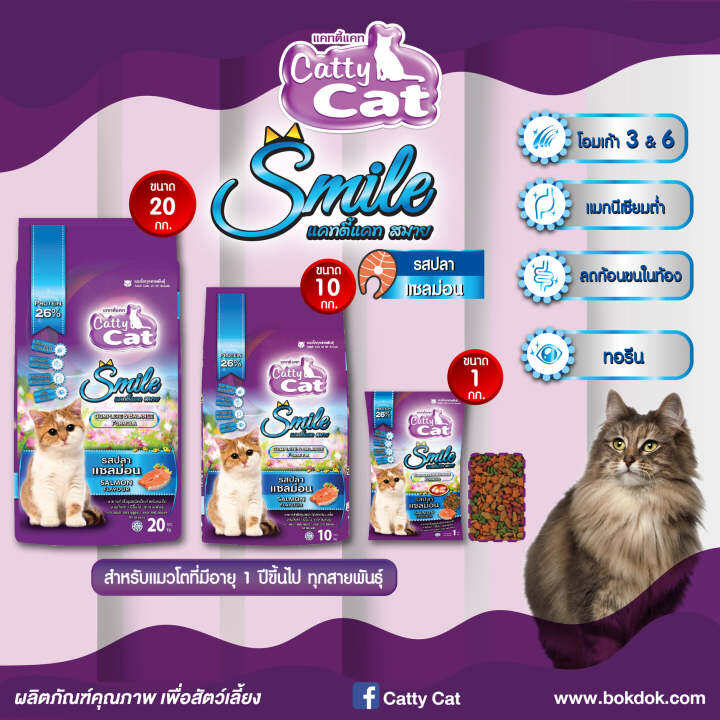 Catty Cat Smile อาหารแมวโต รสปลาแซลมอน 4 มิกซ์ 20กิโล | Lazada.co.th