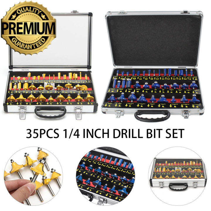 【Free Box】35PCS 1/4 Inch 6.35mm Wood Milling Cutter Shank Router Bit ...