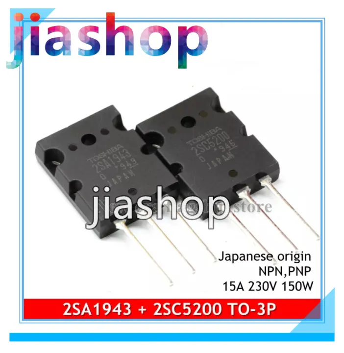 4Pairs Original 2SA1943 2SC5200 TO-3P (4Pcs A1943 + 4Pcs C5200) 15A/230V/150W NPN PNP Toshiba ...