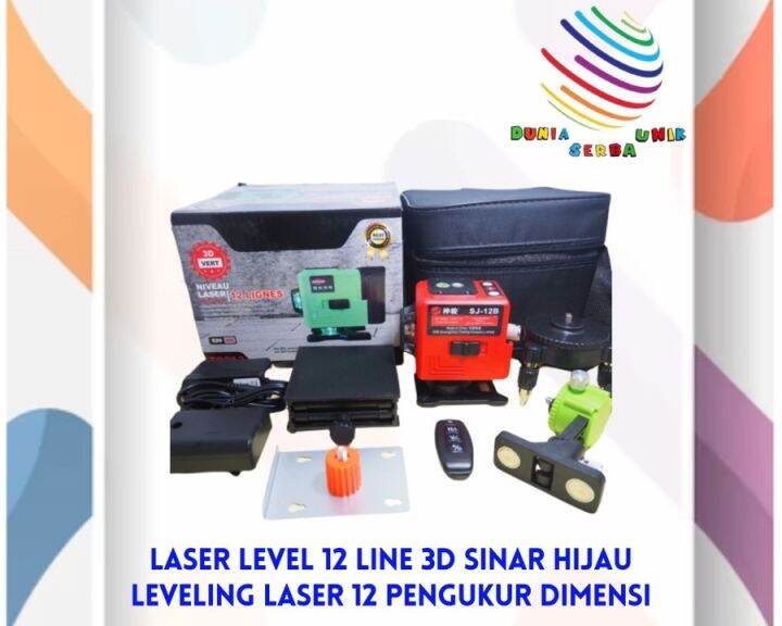 LASER LEVEL 12 LINE 3D SINAR HIJAU LEVELING LASER 12 PENGUKUR DIMENSI ...