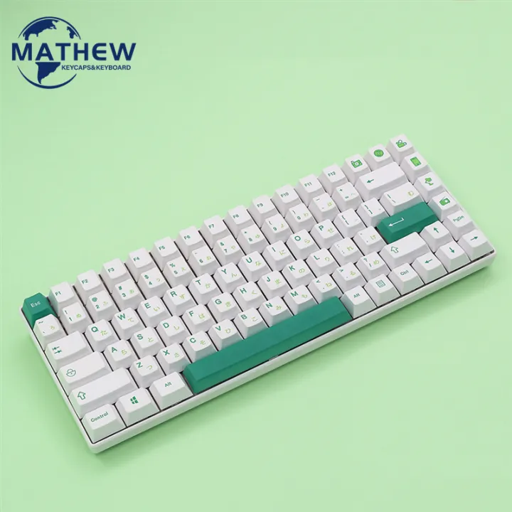 GMK Royal Typewriter Keycaps Green and White Simple Style for 61/64/68 ...