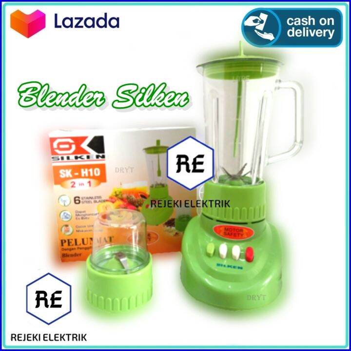 Blender 2in1 Silken SK-H10 Hijau - Model 6 mata pisau | Lazada Indonesia