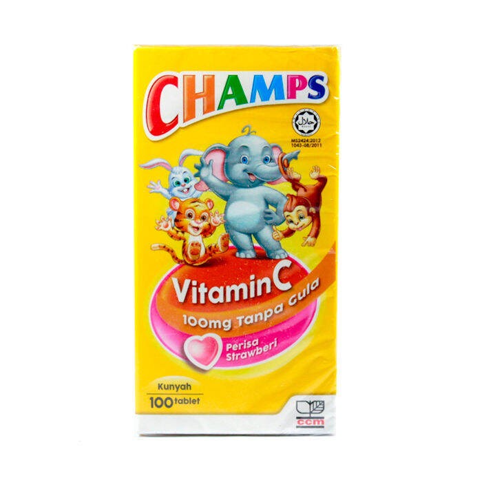 Champs Vitamin C Sugar Free Strawberry Tabs (100s) | Lazada